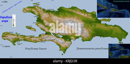 Hispaniola. Satellite image of the island of Hispaniola in the ...
