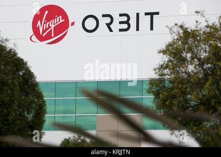A logo sign outside of the headquarters of Virgin Orbit in Long Beach ...
