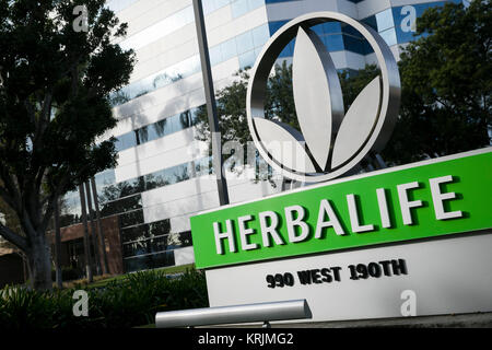 The Herbalife sign outside its office building in Torrance California ...