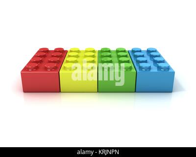 Plastic building blocks. Front view Stock Photo - Alamy