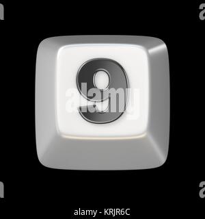 Computer keyboard key number NINE 9 3D render illustration isolated on ...