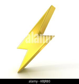 Lightning symbol, 3D golden sign Stock Photo - Alamy