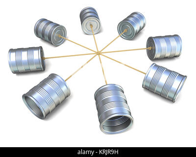 Tin can phones connected to each other Stock Photo - Alamy