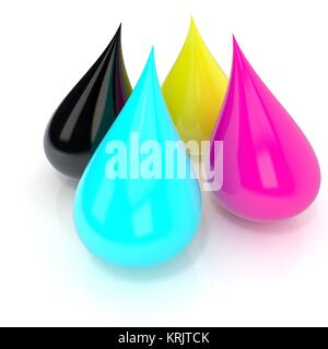 CMYK group of ink droplets isolated on white background Stock Photo - Alamy