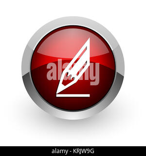 pen red circle web glossy icon Stock Photo - Alamy
