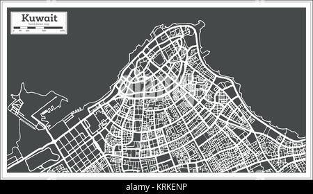 Urban city map of Kuwait. Vector illustration, Kuwait map grayscale art ...