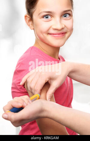 diabetes in children,the child takes insulin injection with insulin,a ...