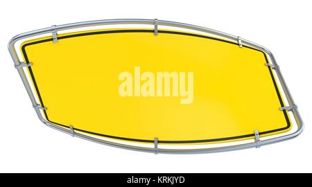 Blank warning sign. Twisted 3D render illustration isolated on white ...
