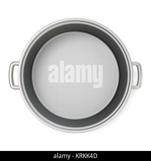 Empty cooking pot. Top view. 3D render illustration isolated on white ...