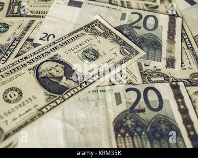 Mix of currency notes - US Dollar, European Euro British Pounds Stock ...