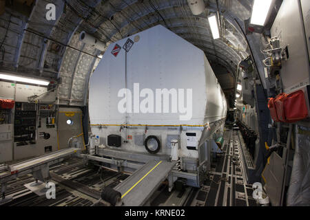 NASA's TDRS-M satellite arrives inside its shipping container at Stock ...