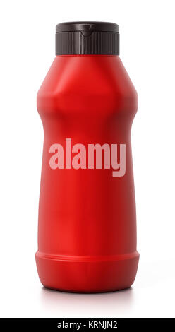 Plastic bottle of tomato ketchup isolated on white background. 3d ...