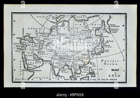 19th Century Map of India, Tibet, China and Southeast Asia. Dated 1864 ...