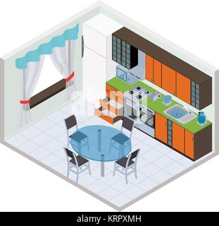 Kitchen stove icon isometric vector. House interior. Wooden room Stock Vector Image & Art - Alamy