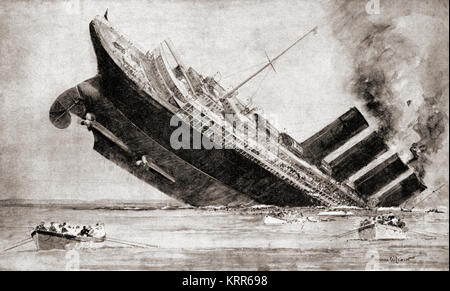 WWI, Sinking of the RMS Lusitania, 1915 Stock Photo - Alamy