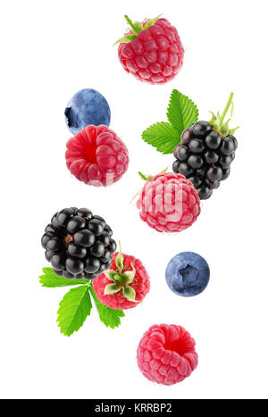 berry mix isolated on a white background Stock Photo - Alamy