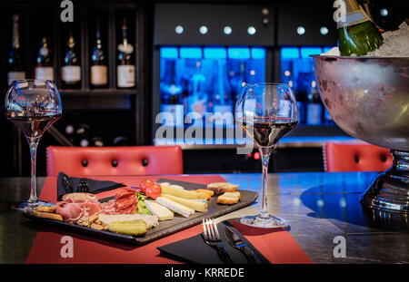 french cold cuts ham and wine Stock Photo - Alamy