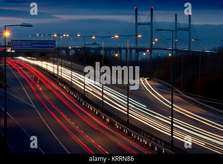 M4 motorway looking toward the Severn Bridge (Second Severn Crossing ...