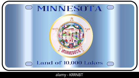 Blank Minnesota state license plate in the colors of the state flag ...