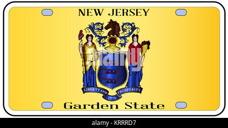 New Jersey state license plate in the colors of the state flag with the ...