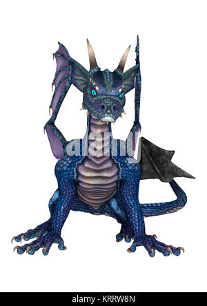 3D rendering of a blue fantasy dragon isolated on white background ...