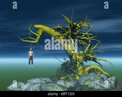 gallows tree on the field Stock Photo - Alamy