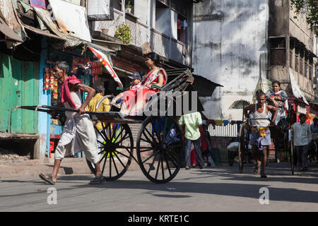 INDIA West Bengal, Kolkata, hand pulled rickshaw / INDIEN Westbengalen ...