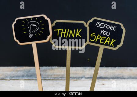 Think before you speak symbol. Concept words Think before you speak ...