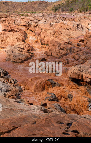 Betsiboka River rapids in rain season with red sediments, Madagascar ...