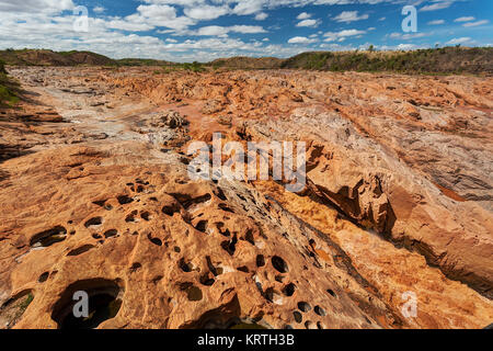 Betsiboka River rapids in rain season with red sediments, Madagascar ...