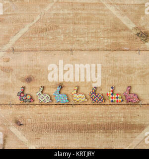 colorful haeschen on wood Stock Photo - Alamy