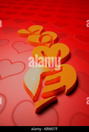 Inscription the Love made of hearts. Composition for a card Stock Photo ...