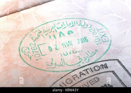United Arab Emirates Passport Stamp Stock Photo - Alamy