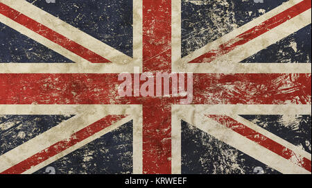 an old stained dirty union jack british flag with dark crumpled edges ...