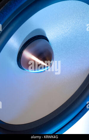 a blue illuminated loudspeaker detail Stock Photo - Alamy