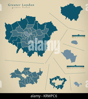 greater london administrative map Stock Vector Art & Illustration ...
