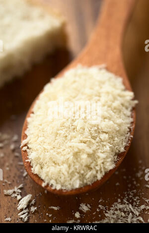 Panko Japanese flaky bread crumbs on wooden plate, photographed with ...