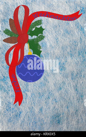 gray pulp and blue glitter foil and abstract christmas ball and ...