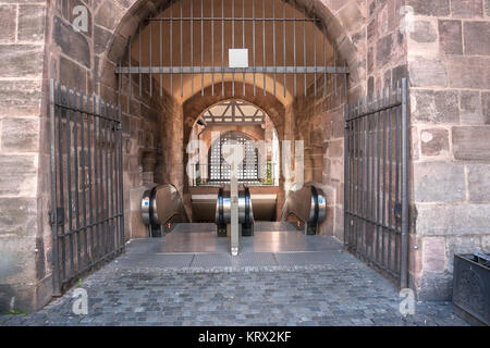 underground railway entrance in Nuremberg, a city in Bavaria, Germany ...