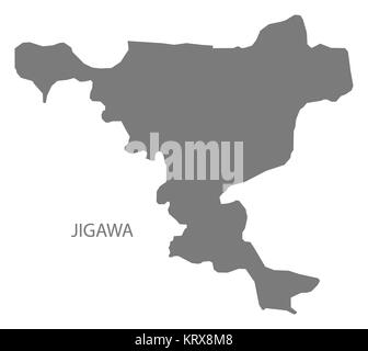 Area of Jigawa, state of Nigeria, isolated on a solid background in a ...