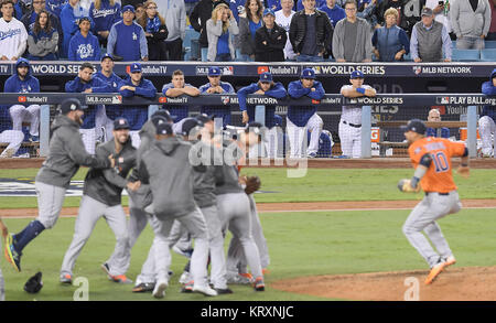 Los Angeles Dodgers players celebrate a walk-off single by Dalton ...