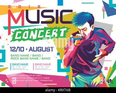 Music concert poster, a Rapper in WPAP style, pop art portrait for rock ...