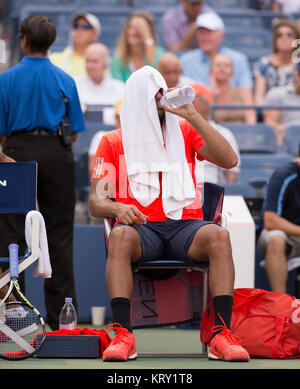 New York NY. Jo-Wilfried Tsonga (FRA) during Day 5 of the 2015 US Open at the Billie Jean King ...