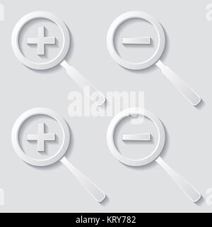 Zoom icons, magnifying glass with plus and minus signs Stock Photo - Alamy