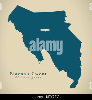 Blaenau Gwent, region of Wales - Great Britain. Open Street Map ...