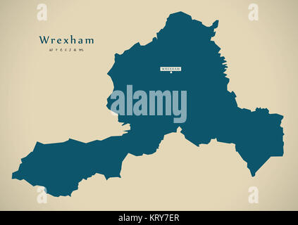 Wrexham, region of Wales - Great Britain. High resolution satellite map ...