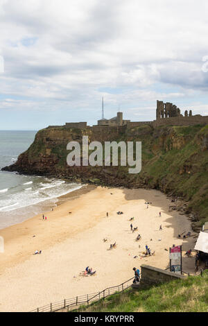 King Edward's Bay at Tynemouth in England. Tynemouth Priory and Castle ...
