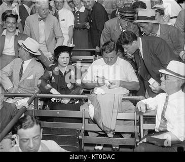 This is a historical photograph of Babe Ruth, one of the most iconic ...