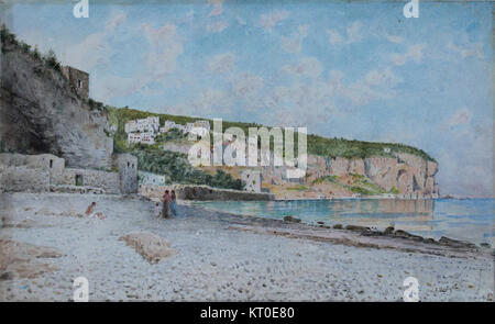 Beach of Seiano with Scutolo Rocks by Edoardo Monteforte, watercolor ...