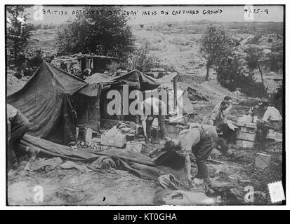 British artillery officers' mess on captured ground. British artillery ...